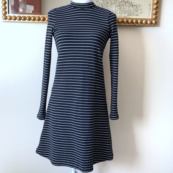 Spirit | Dresses | Spirit Cotton Blend High Neck Striped Aline Dress ...